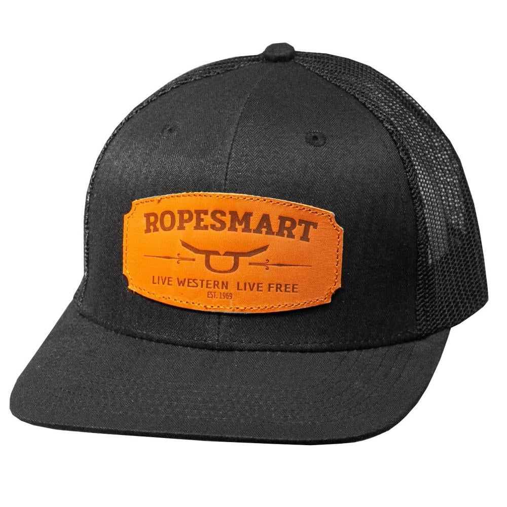 RopeSmart Black Solo Steer Oval Leather Patch Cap - Walmart.com