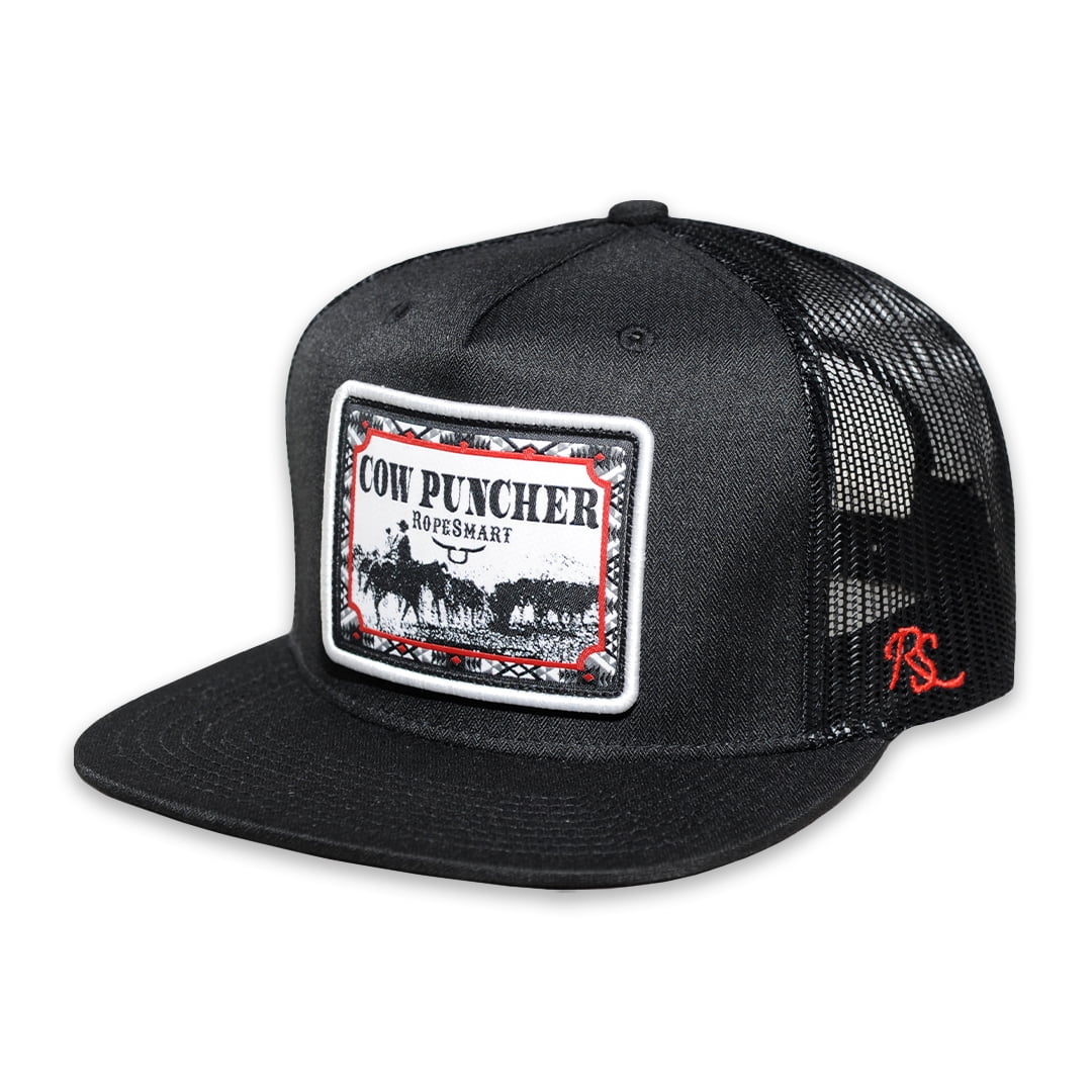 RopeSmart Red Cow Puncher Patch Black Trucker Cap - Walmart.com