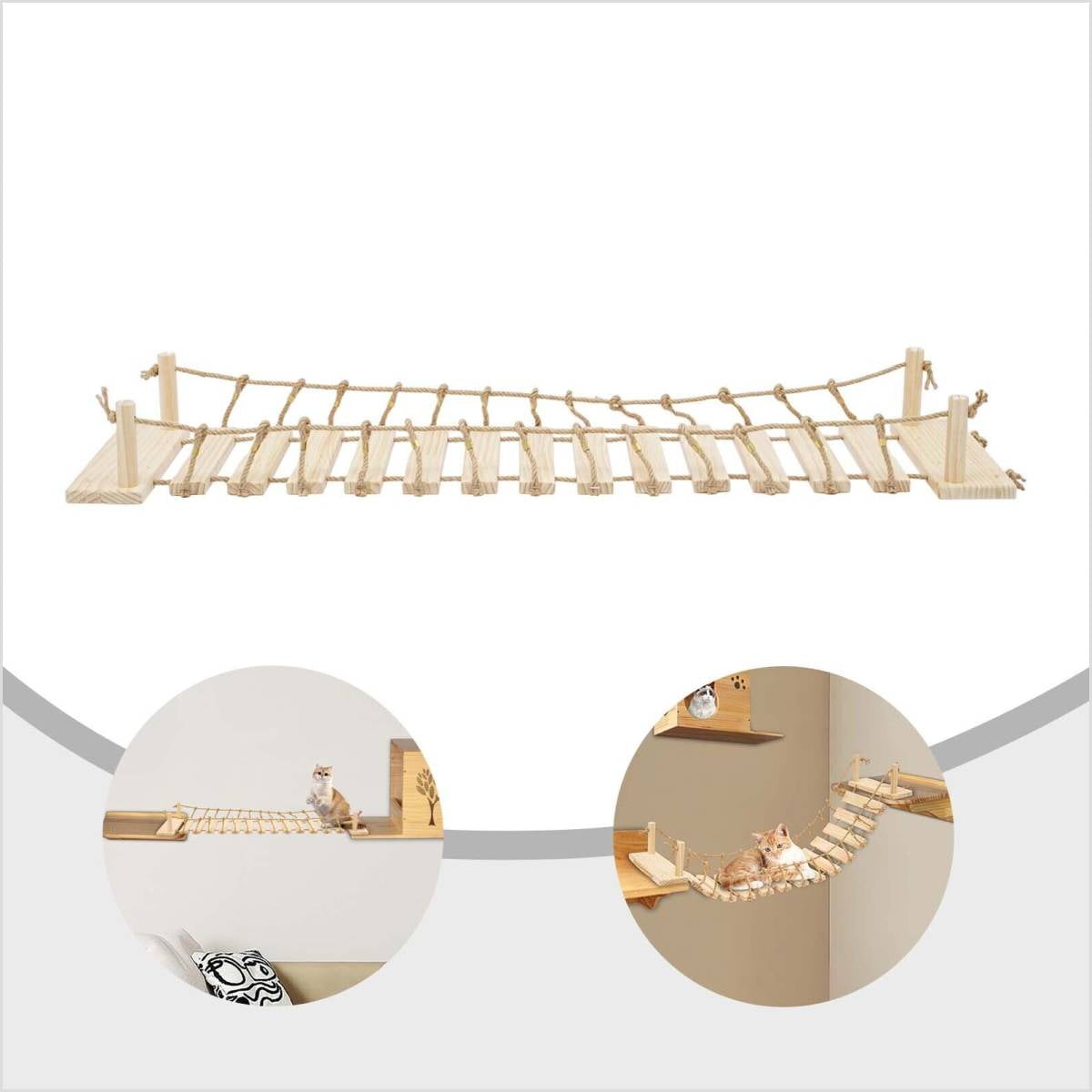 Cat Wall Mounted Bridge 46-Inch Wall-Mounted Cat Bridge With Perches ...