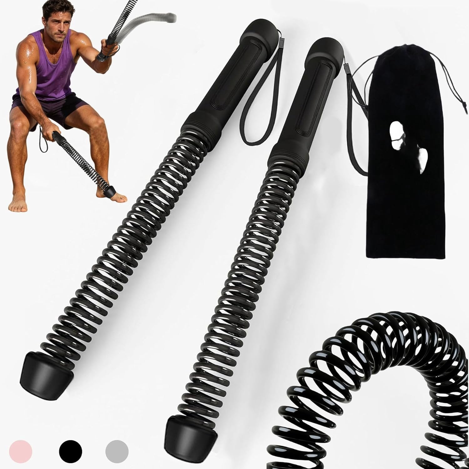 Ropeless Battle Ropes for Gym with Storage Bag, Cordless Battle Rope ...