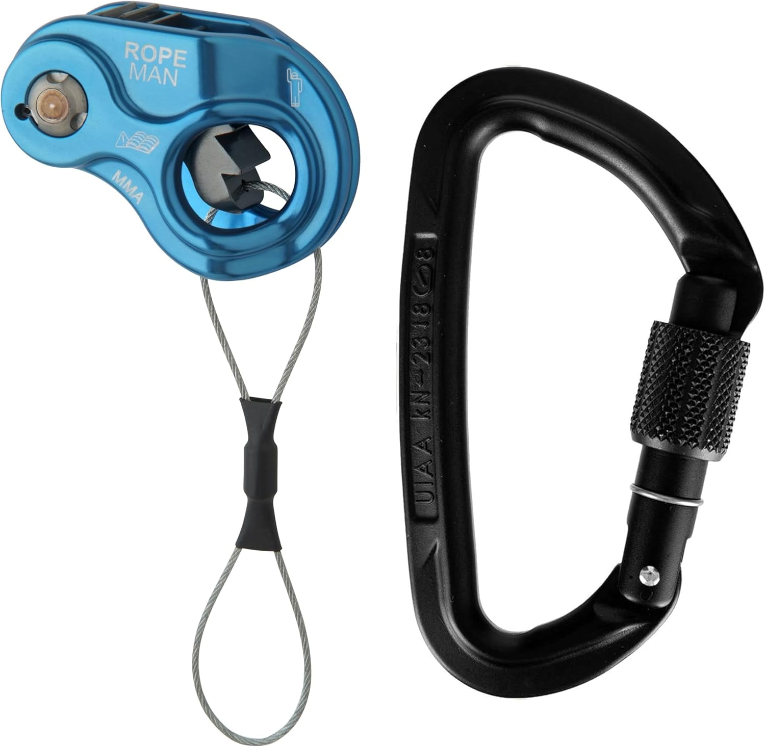 Ropeman 1 Ascender + Session Locking Carabiner - Lightweight Rope Clamp ...