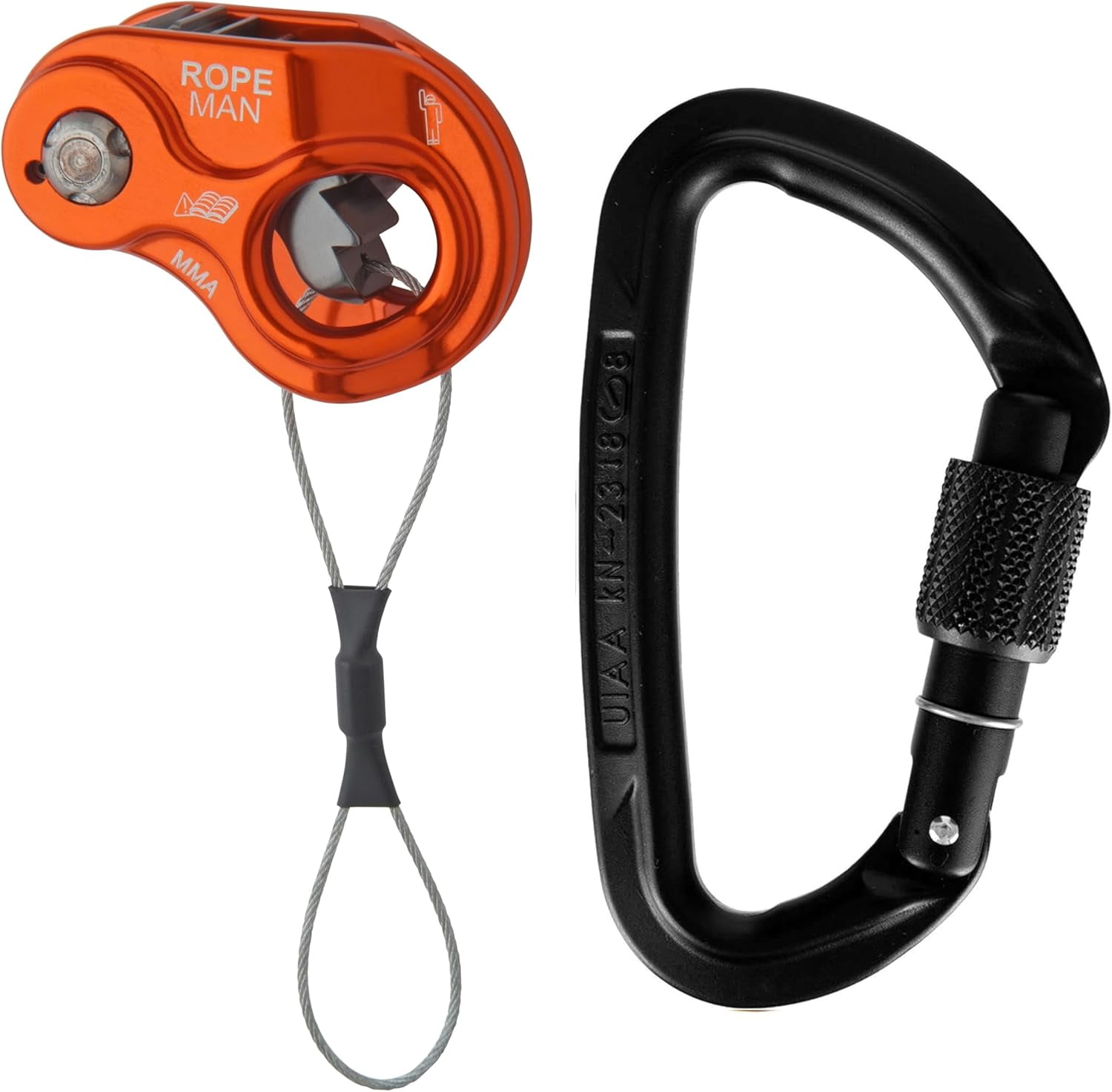 Ropeman 1 Ascender + Session Locking Carabiner - Lightweight Rope Clamp ...