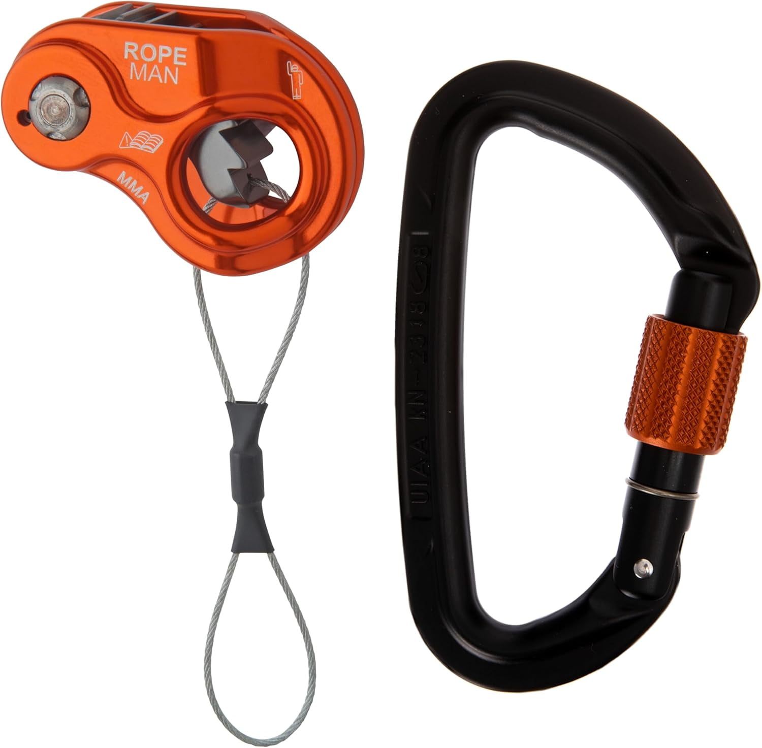 Ropeman 1 Ascender + Session Locking Carabiner - Lightweight Rope Clamp ...
