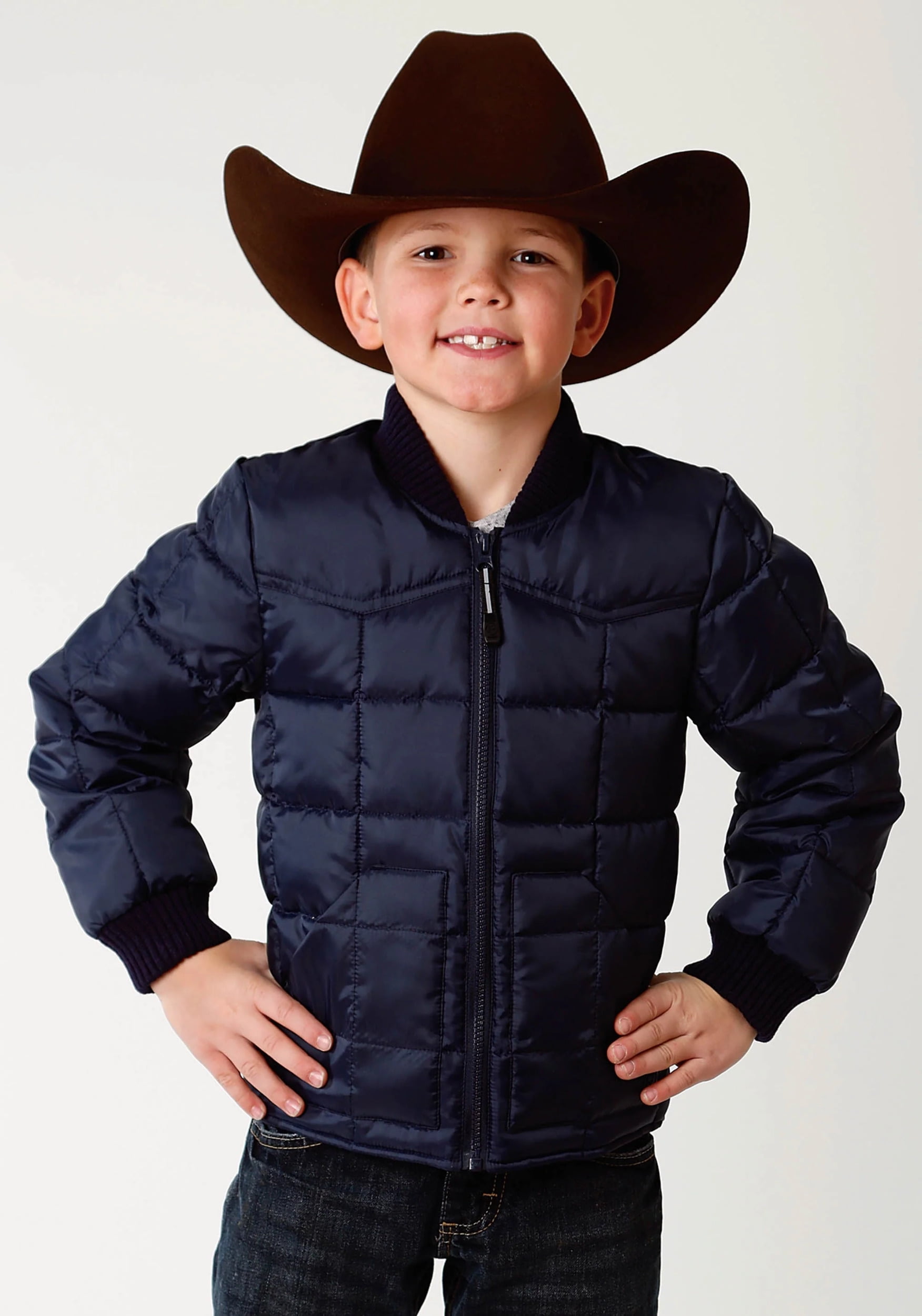 Roper Boys Navy Blue Poly-Filled Jacket - Walmart.com