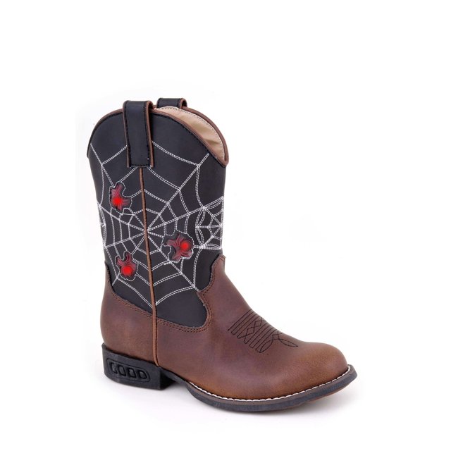 Roper Boys Spider Web Light Up Round Toe Cowboy Mid Calf Boots ...