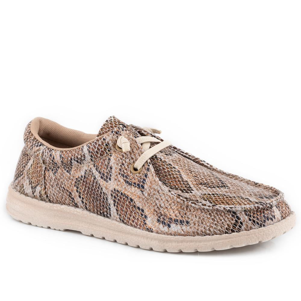 Roper Footwear Womens Roper Hang Loose Snake Print Lace Up Comfort Moc ...