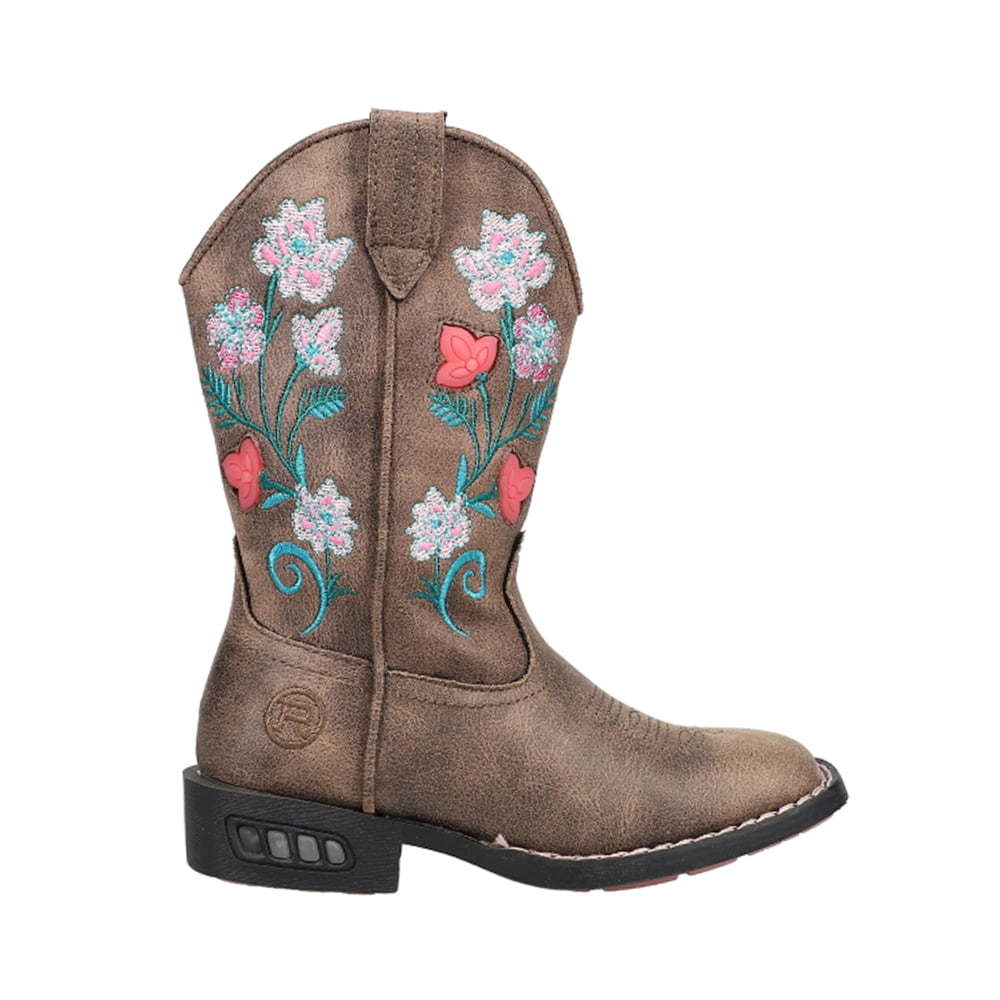 Roper Girls Dazzle Floral Lights Square Toe Cowboy Mid Calf Boots ...