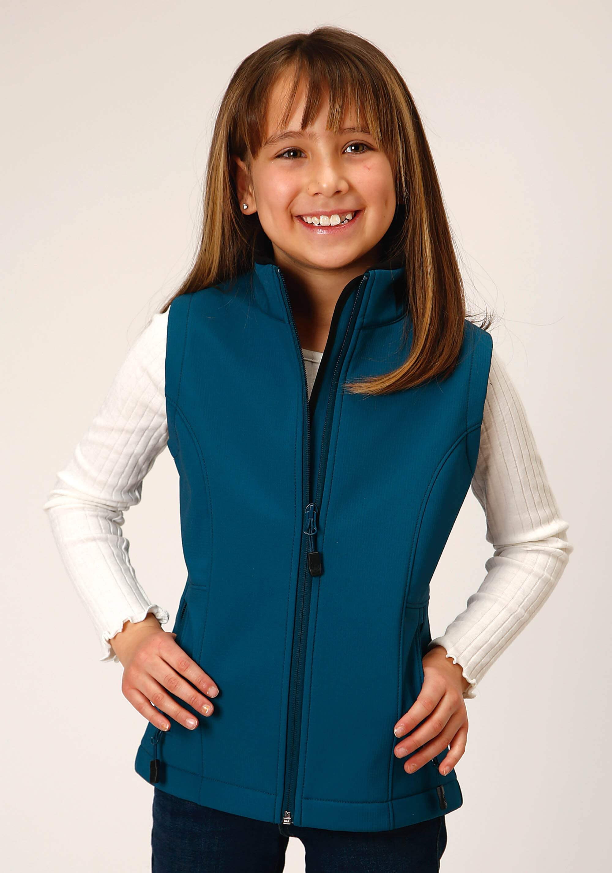 Roper Girls Deep Teal Grid Soft Shell Tech Vest - Walmart.com