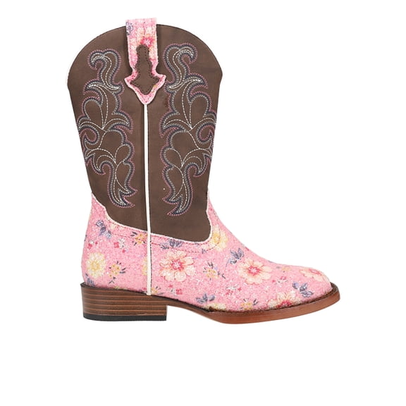 Roper Girls Heart Embroidery Square Toe Cowboy Mid Calf Boots - Walmart.com