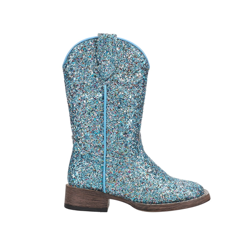 Roper Girls Glitter Galore Square Toe Cowboy Mid Calf Boots - Walmart.com