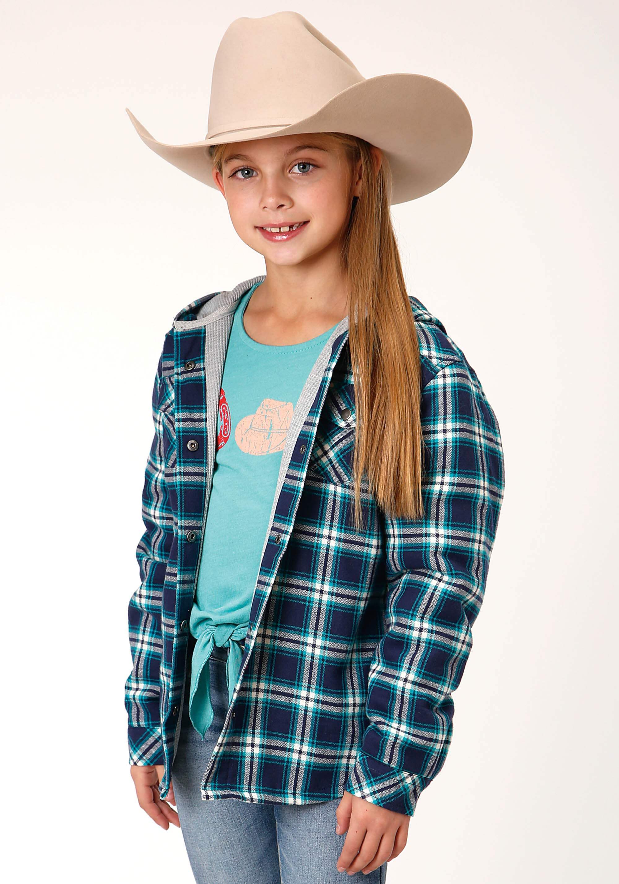 Roper Girls Long Sleeve Snap Thermal Lined Flannel Shirt Jacket ...