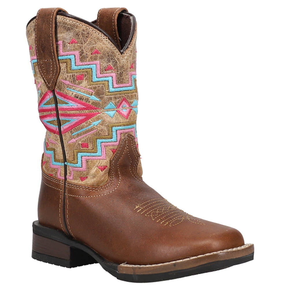 Roper Girls Monterey Aztec Square Toe Cowboy Mid Calf Boots - Walmart.com