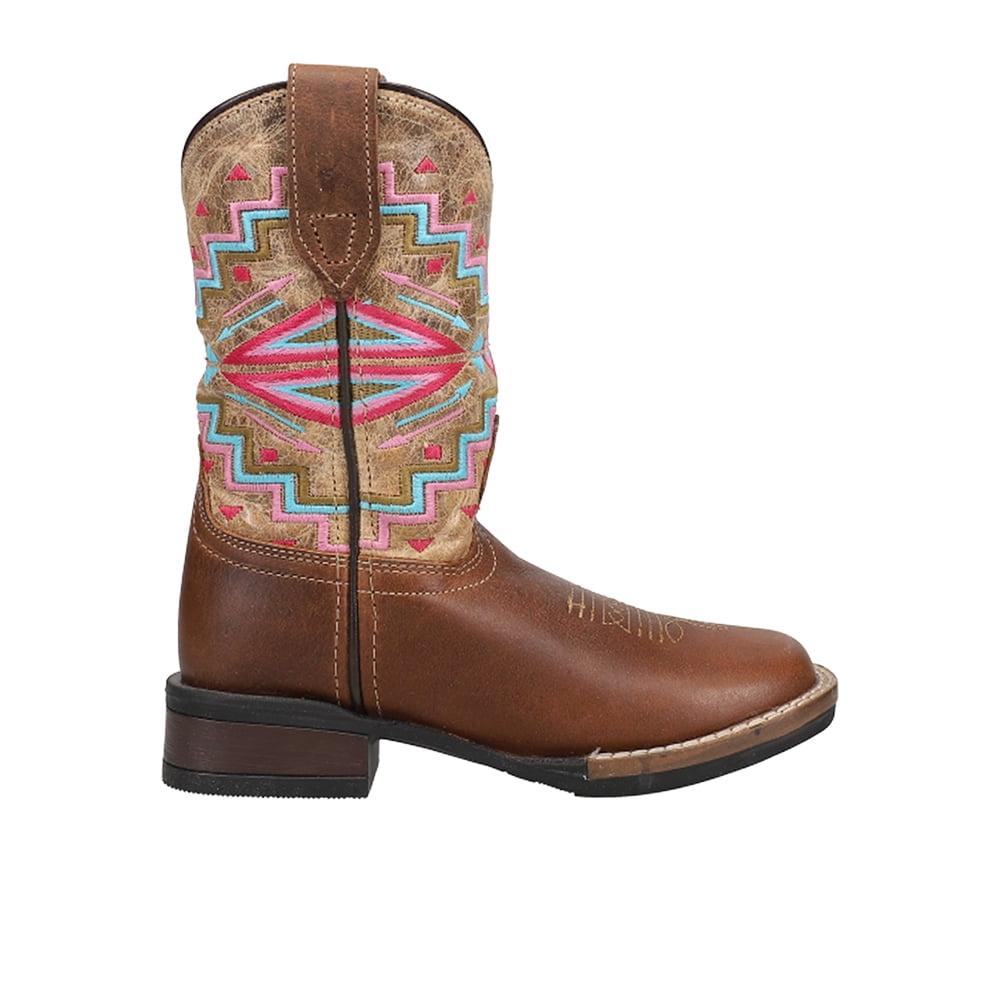 Roper Girls Monterey Aztec Square Toe Cowboy Mid Calf Boots - Walmart ...