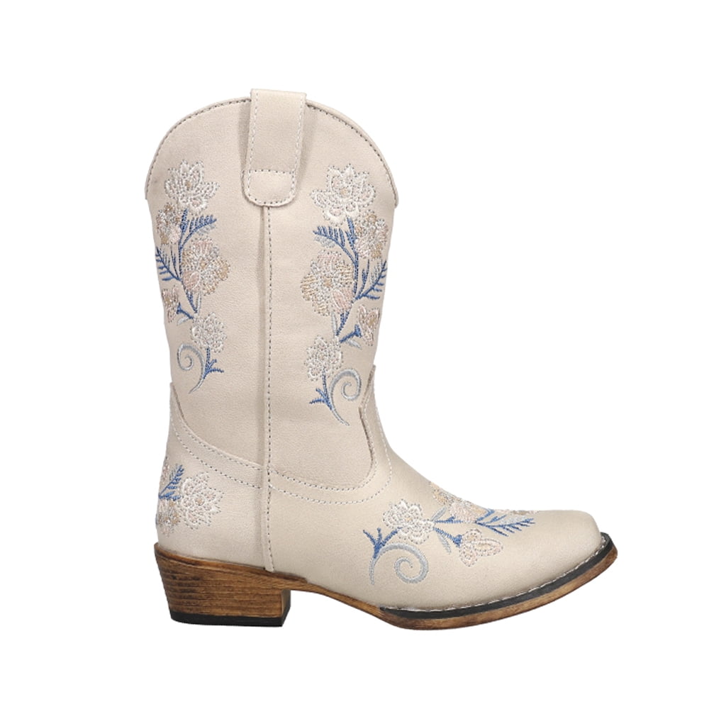 Roper Girls Riley Floral Snip Toe Cowboy Boots Shoes - Walmart.com