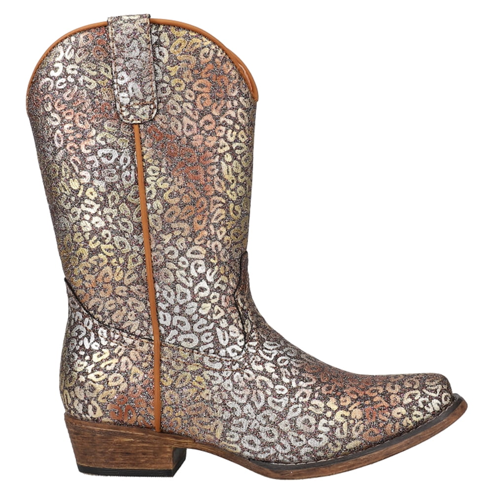 Girls' Little Riley Leopard Western Boot Snip Toe Tan 9 D - Walmart.com