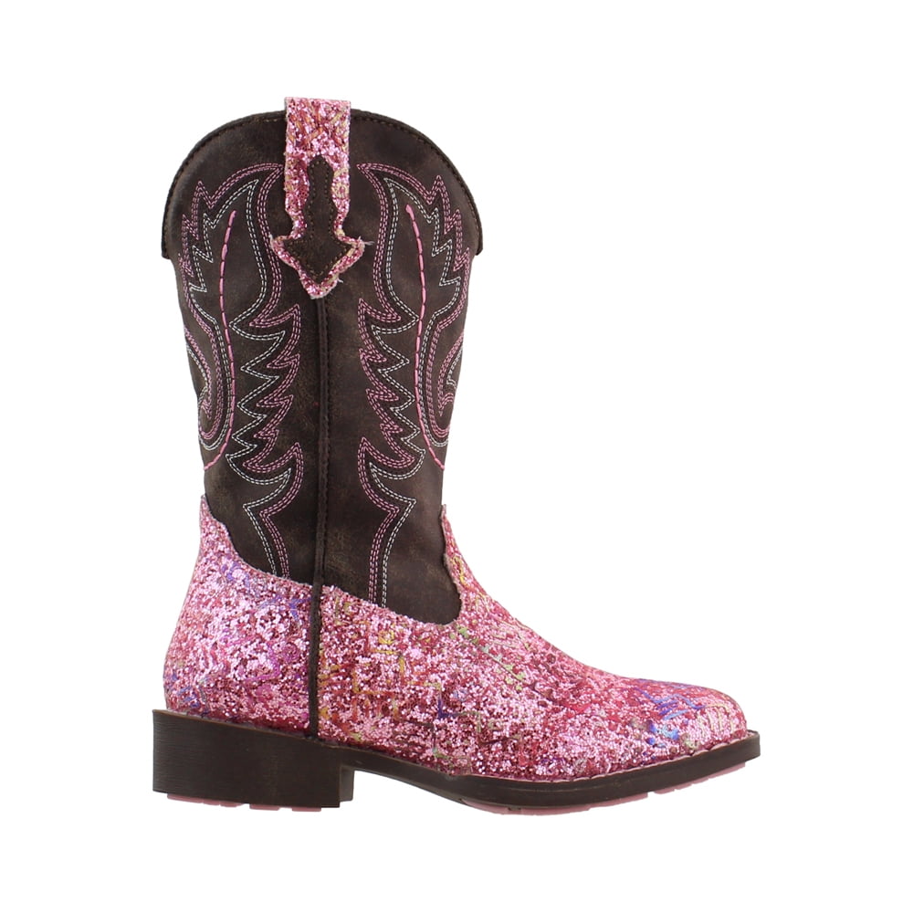 Roper Girls Southwest Glitter Square Toe Cowboy Mid Calf Boots ...
