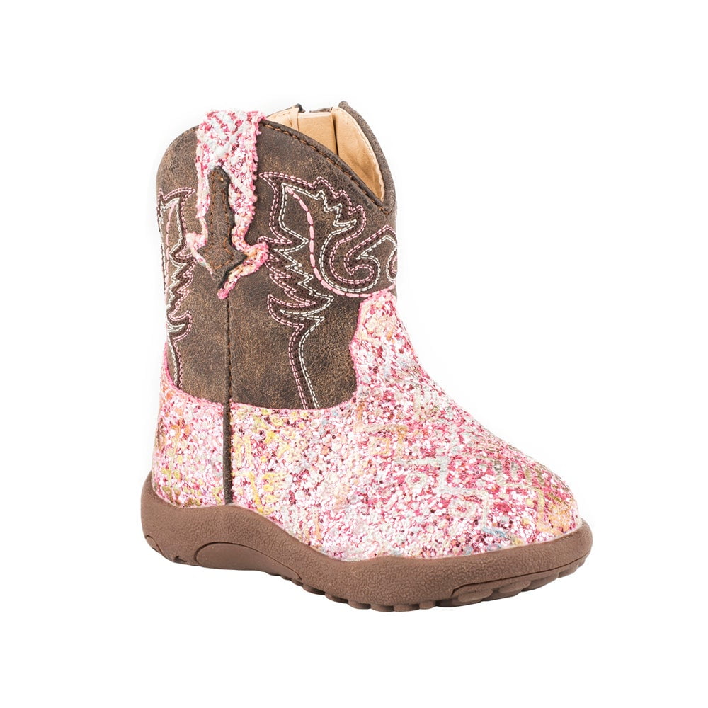 Roper Infant Girls Cowbaby Aztec Glitter Round Toe Boots Mid Calf ...
