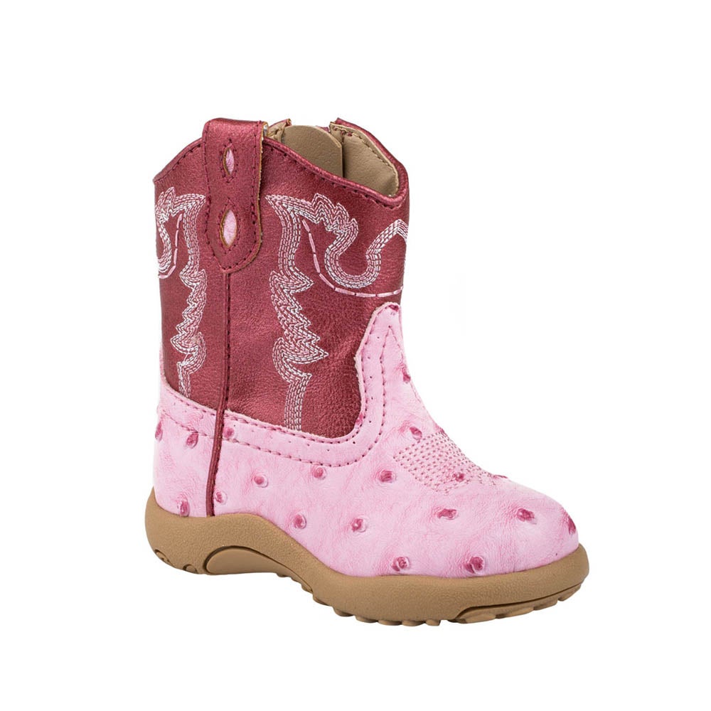 Roper Infant Girls Cowbaby Bumps Embroidery Round Toe Boots Mid Calf ...