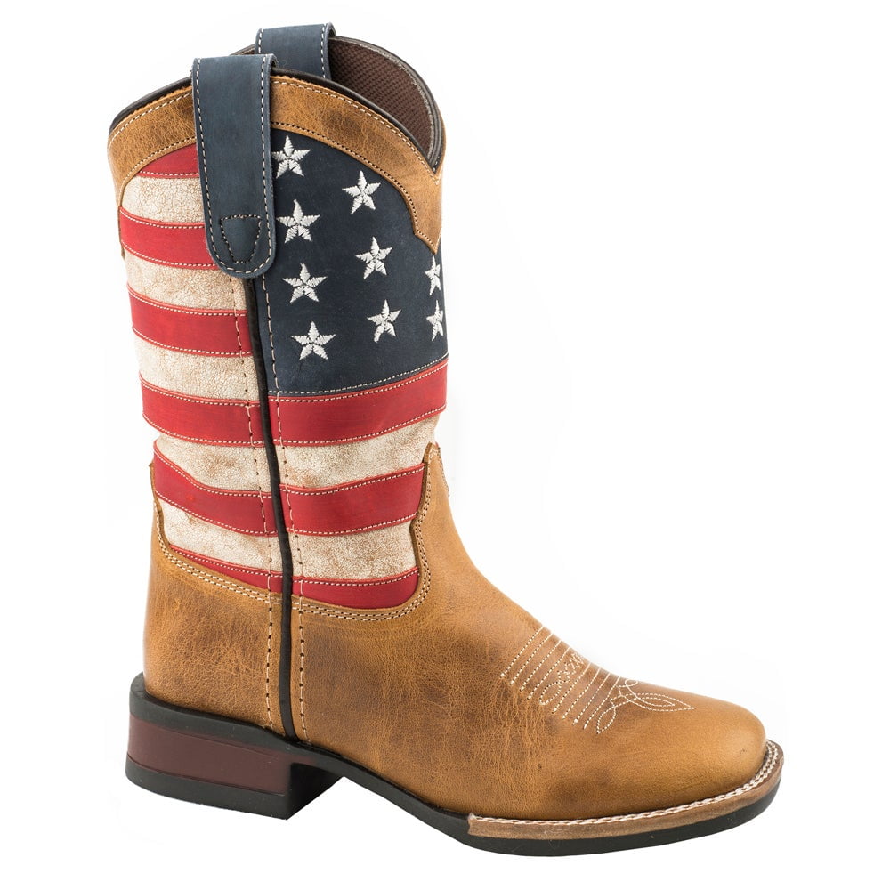 Roper Kids Boys Patriotic Square Toe Boots Mid Calf - Walmart.com