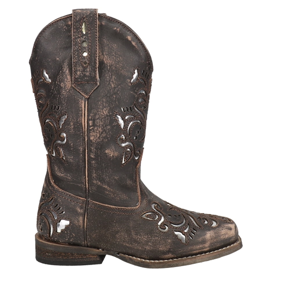 Roper Kids Girls Belle Square Toe Casual Boots Mid Calf - Walmart.com