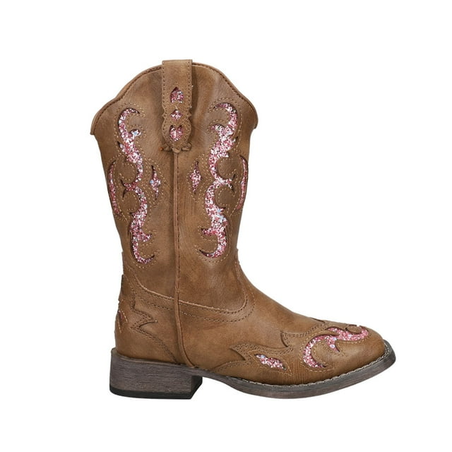 Roper Girls Glitter Gypsy Square Toe Cowboy Mid Calf Boots - Walmart.com