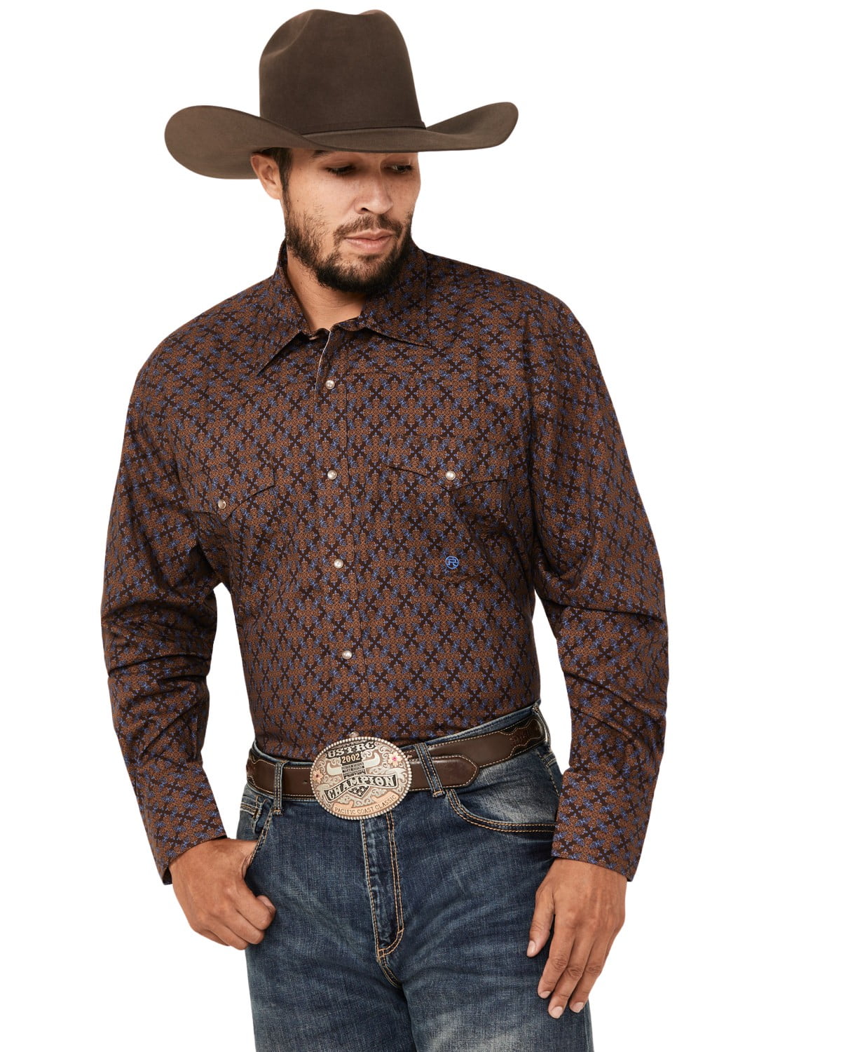 Roper Men's Amarillo Medallion Print Long Sleeve Pearl Snap Western ...