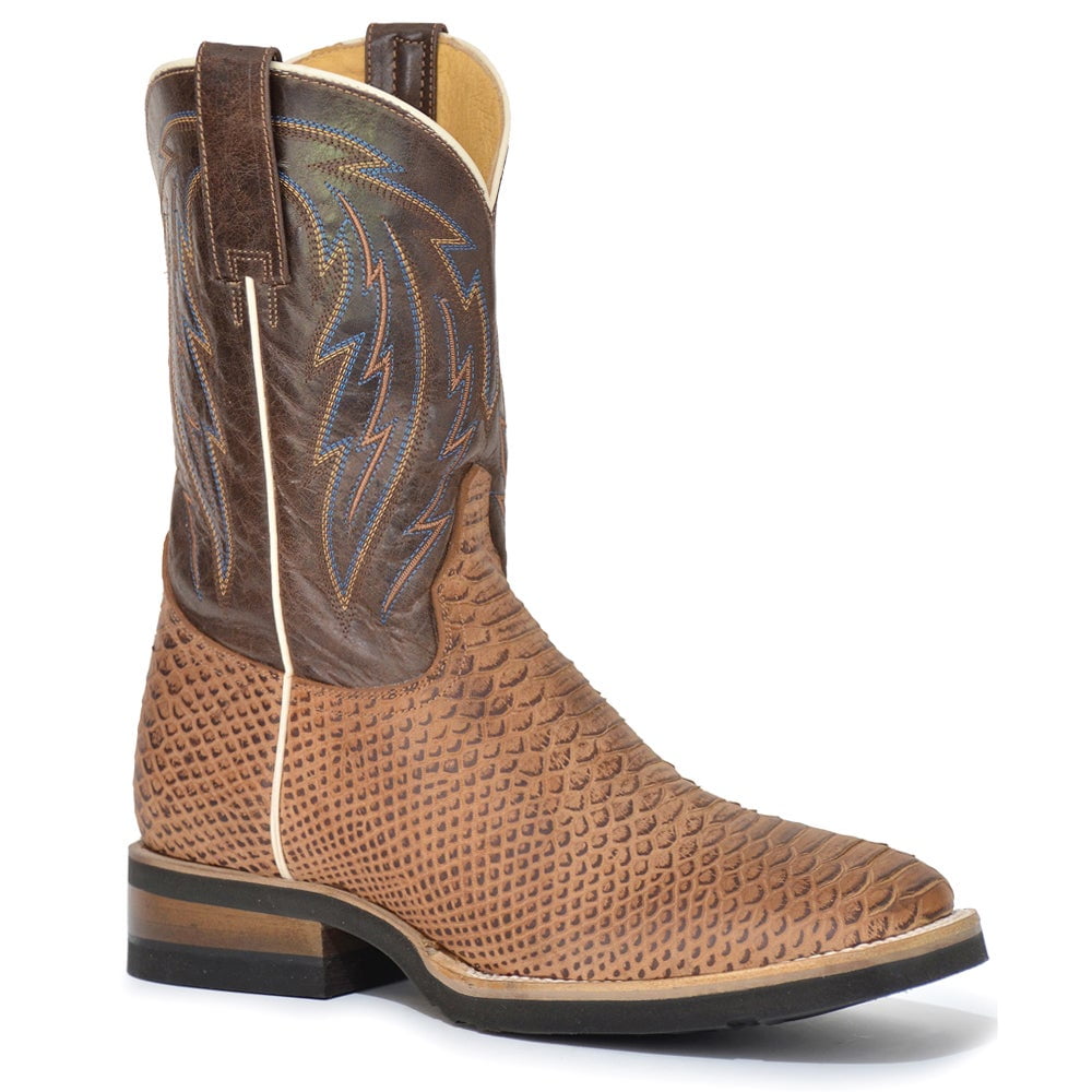 Roper Mens Almost Python Snake Skin Round Toe Boots Mid Calf - Walmart.com