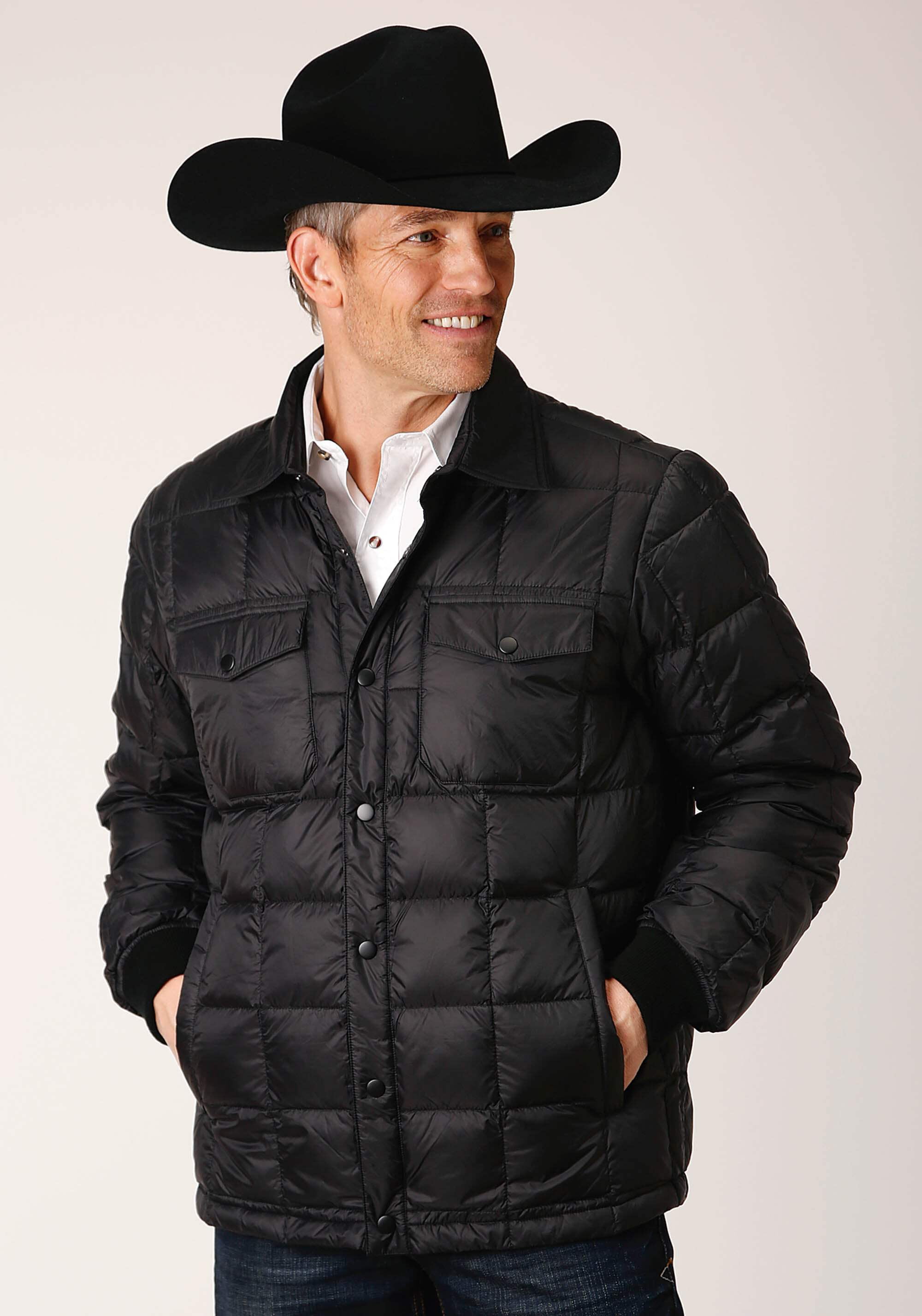 Roper Mens Black Nylon Down Proof Coated Jacket - Walmart.com