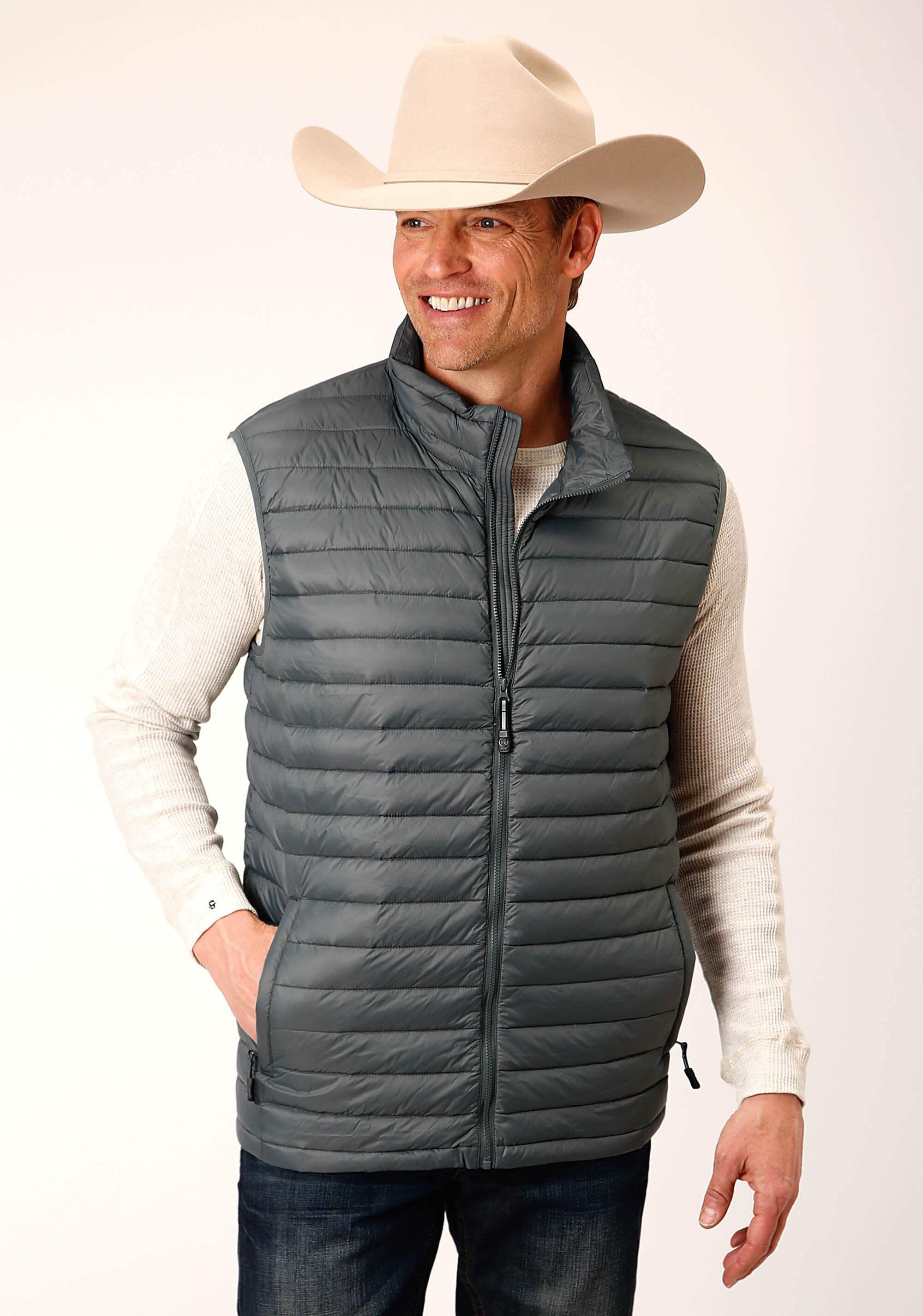 Roper Mens Black Nylon Down Proof Coated Vest - Walmart.com