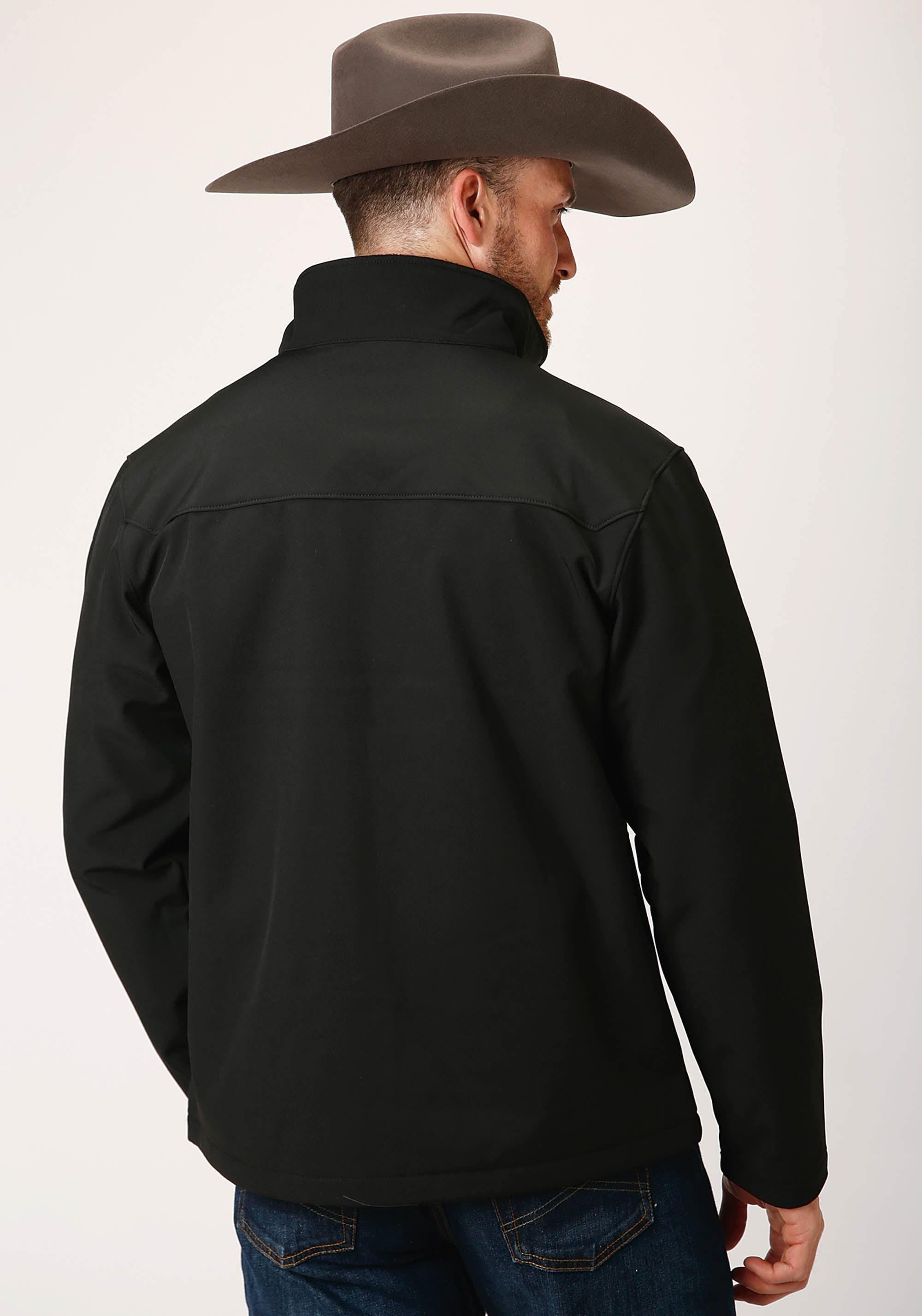 Roper Mens Black Softshell With Black Lining Zip Front Jacket - Walmart.com