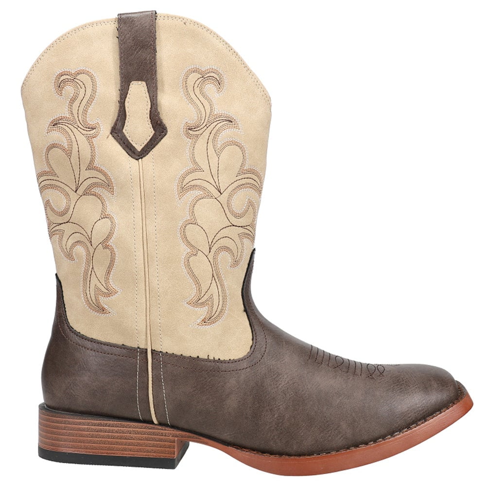 Roper Mens Blaze Tan Shaft Square Toe Boots Mid Calf - Walmart.com