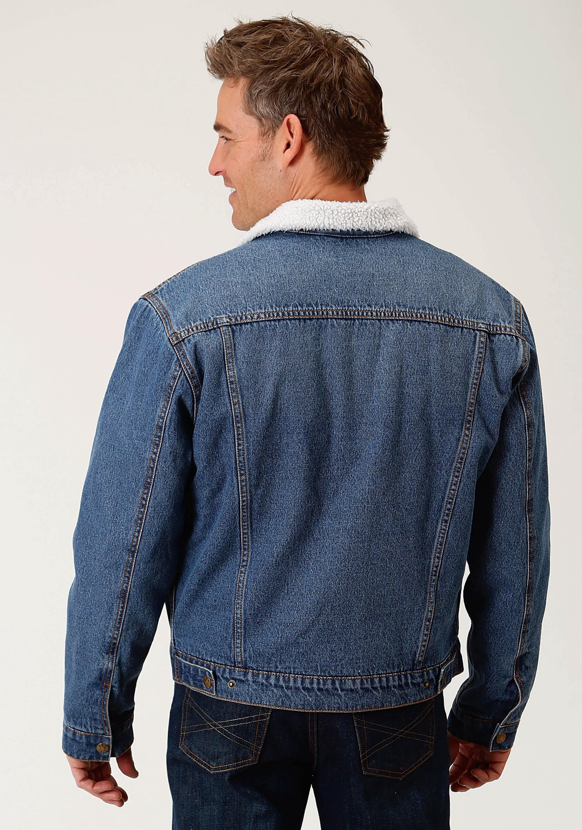 Roper Mens Blue With Sherpa Lining Denim Jacket - Walmart.com