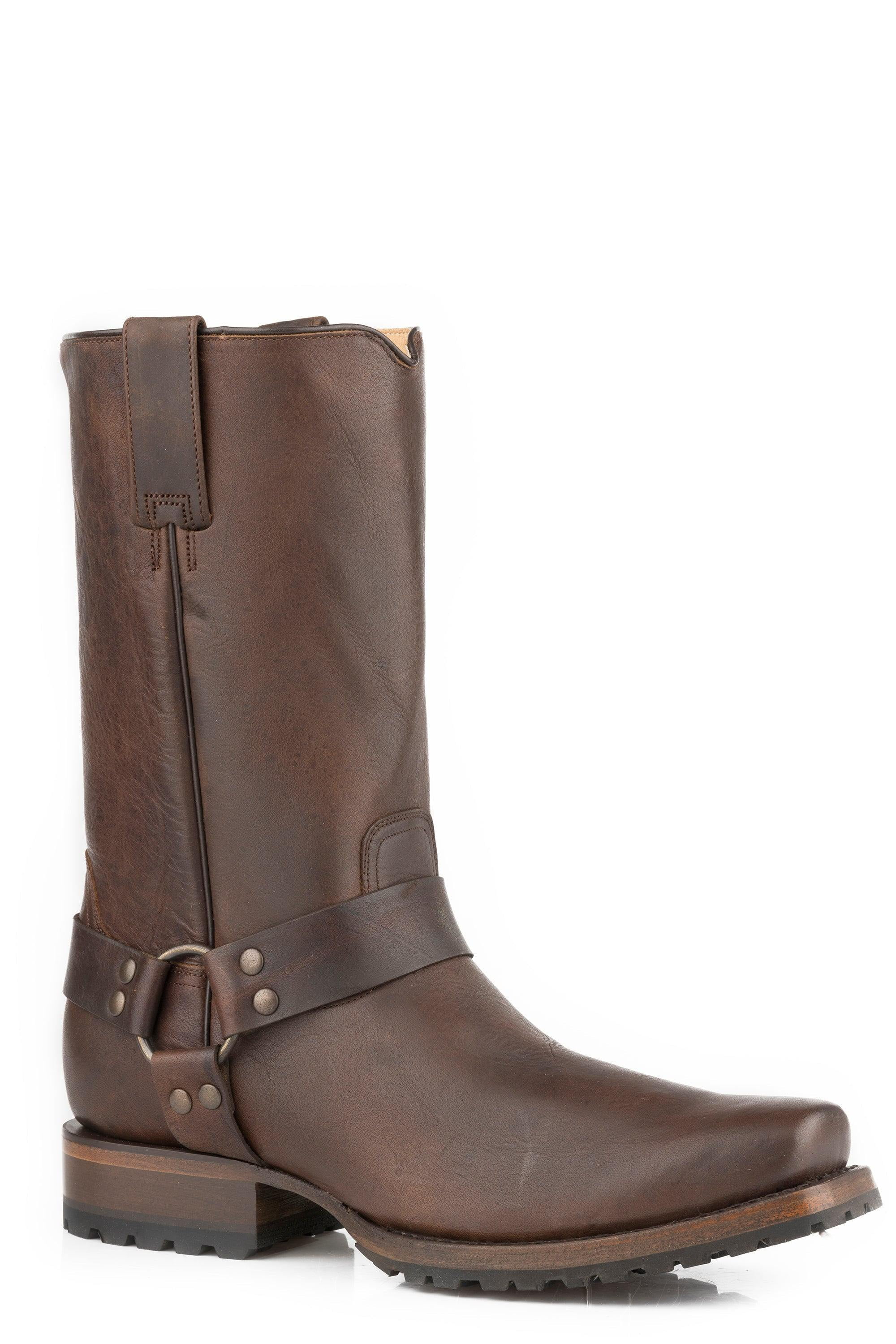 Roper Mens Brown Leather Vamp Shaft Biker Toe With Harness - Walmart.com