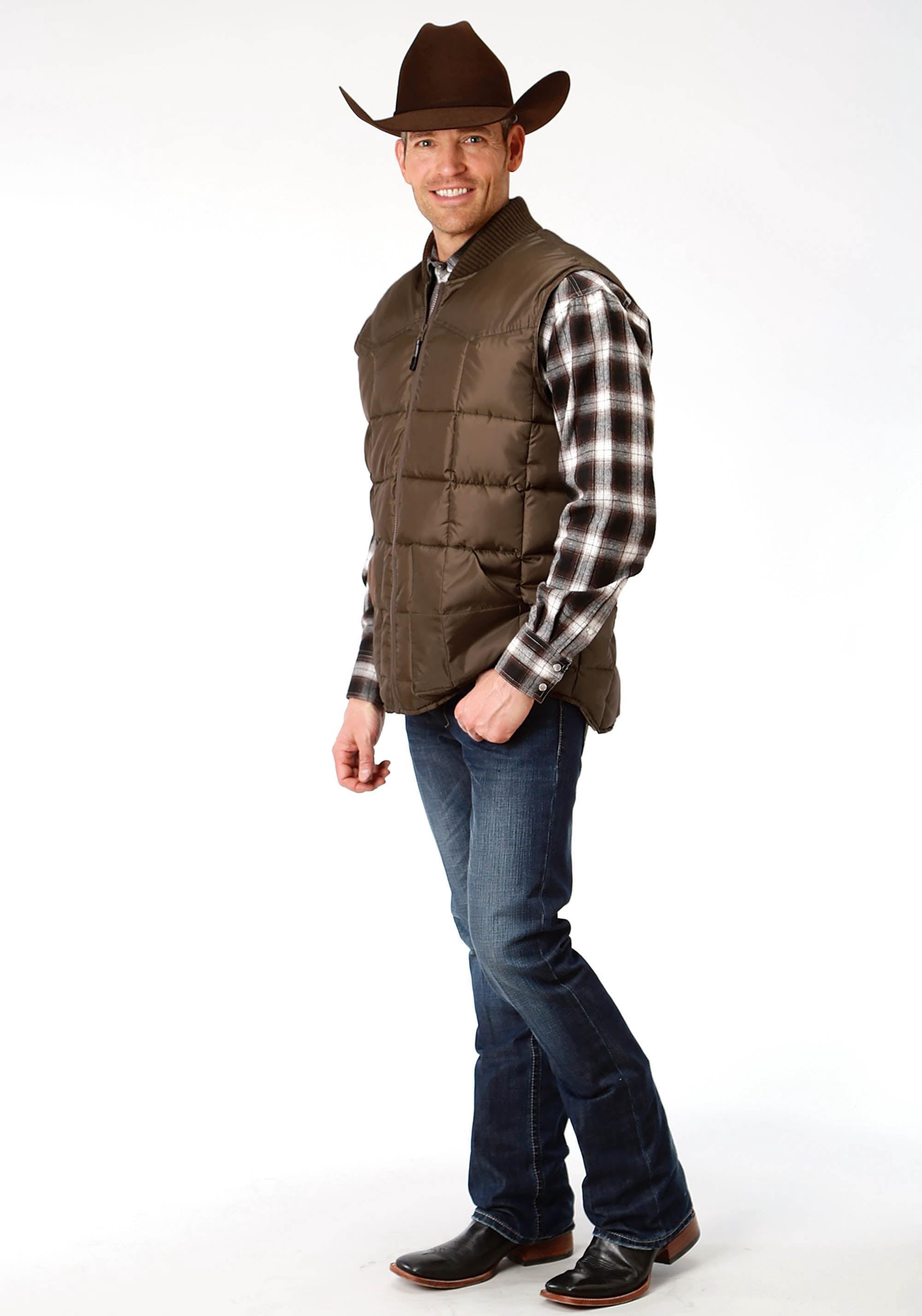 Roper Mens Brown Poly-Filled Vest - Walmart.com