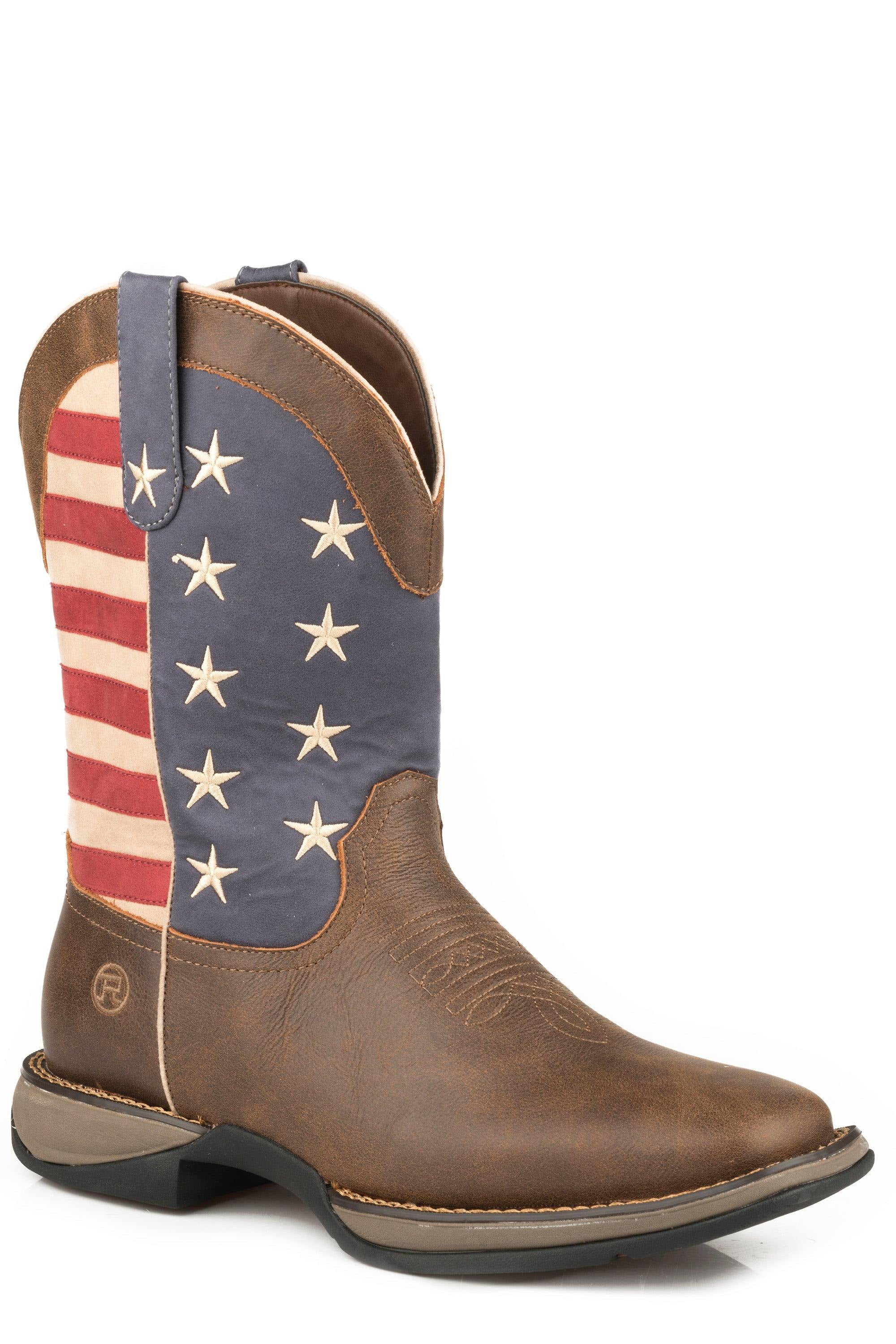 Roper Mens Brown Vamp Cowboy Boot With Flag Shaft Pattern - Walmart.com