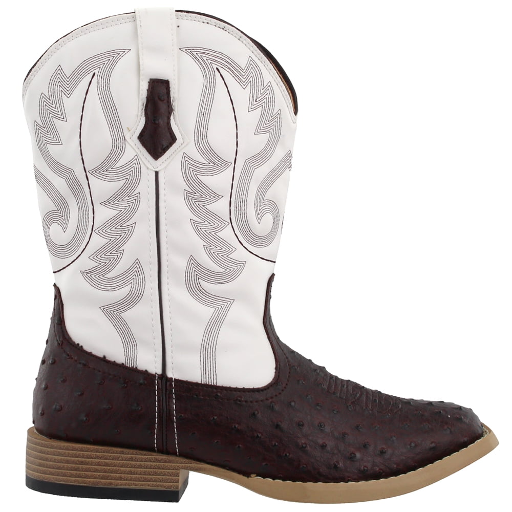 Roper Mens Bumps Ostrich Square Toe Cowboy Mid Calf Boots - Walmart.com