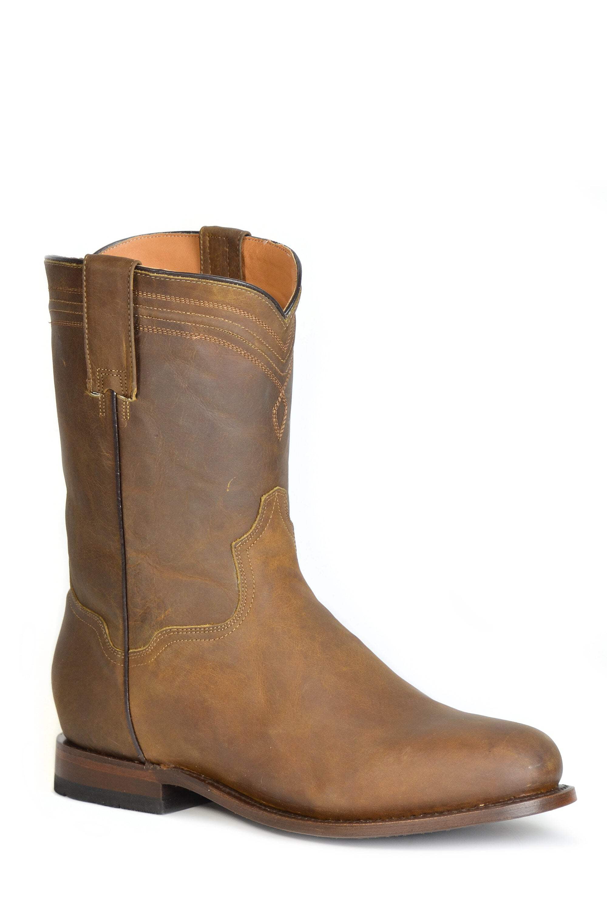 Roper Mens Burnish Tan Leather Vamp And Shaft - Walmart.com