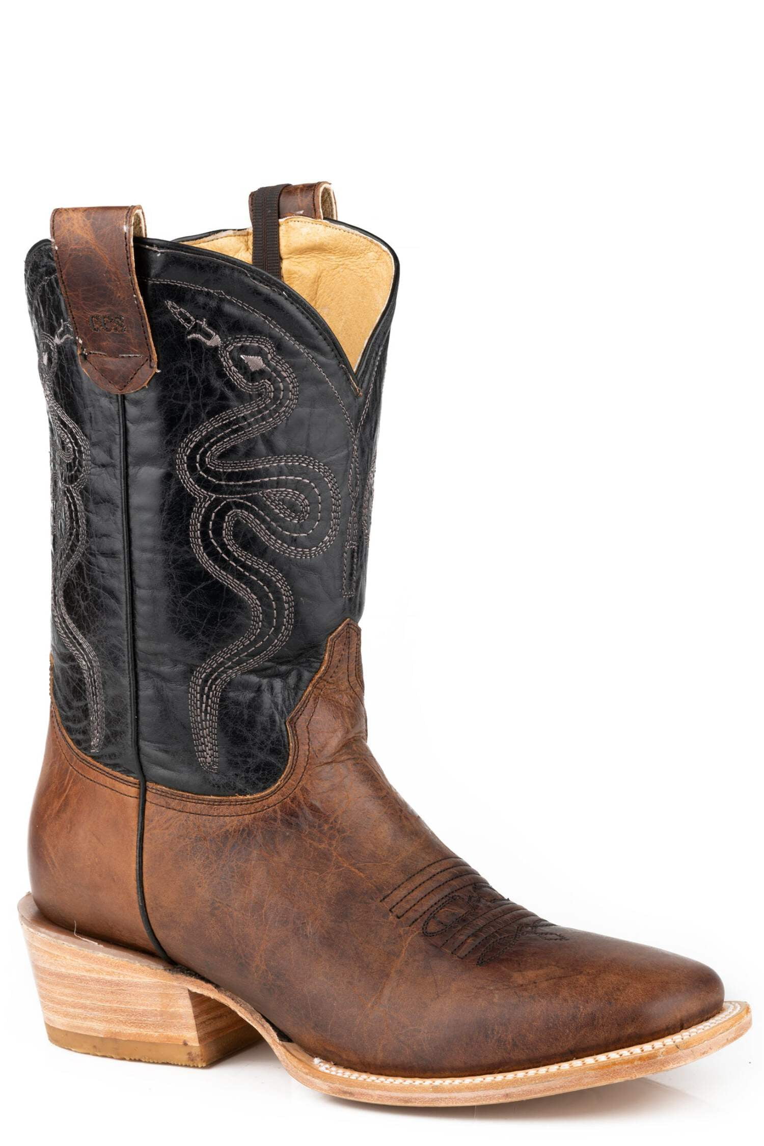 Roper Mens Burnished Tan Leather Vamp Boot - Walmart.com