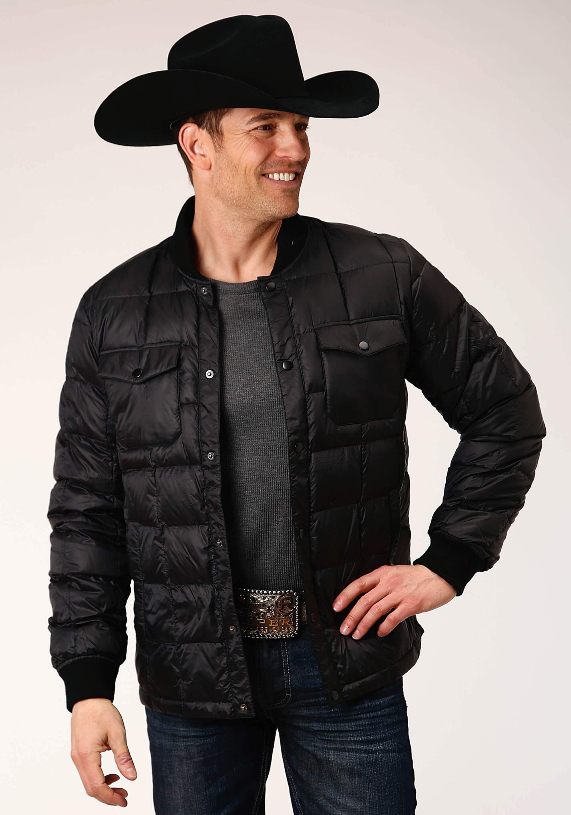Roper Mens Down Proof Coated Jacket Black - Walmart.com