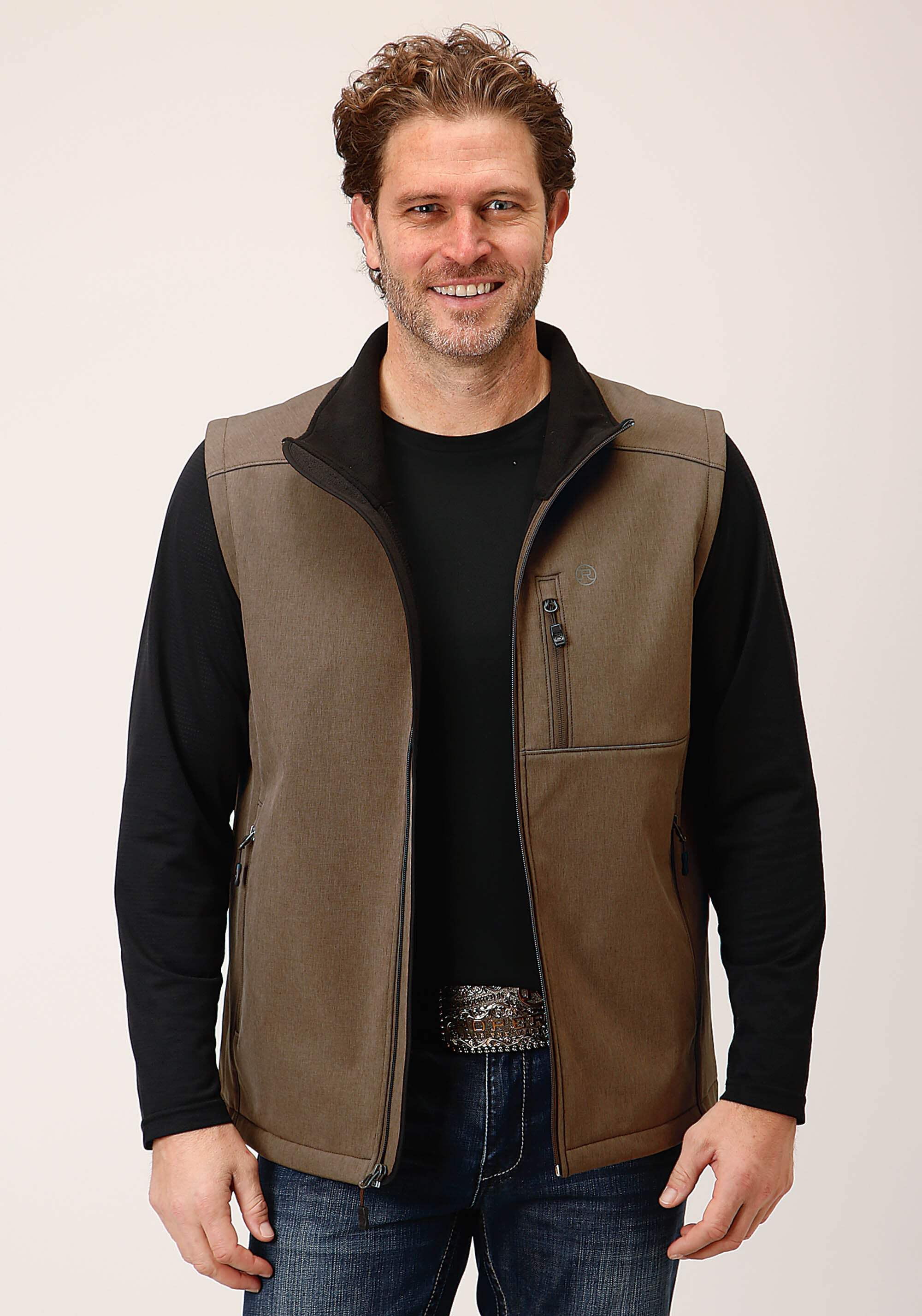 Roper Mens Heather Mocha Soft Shell Vest - Walmart.com