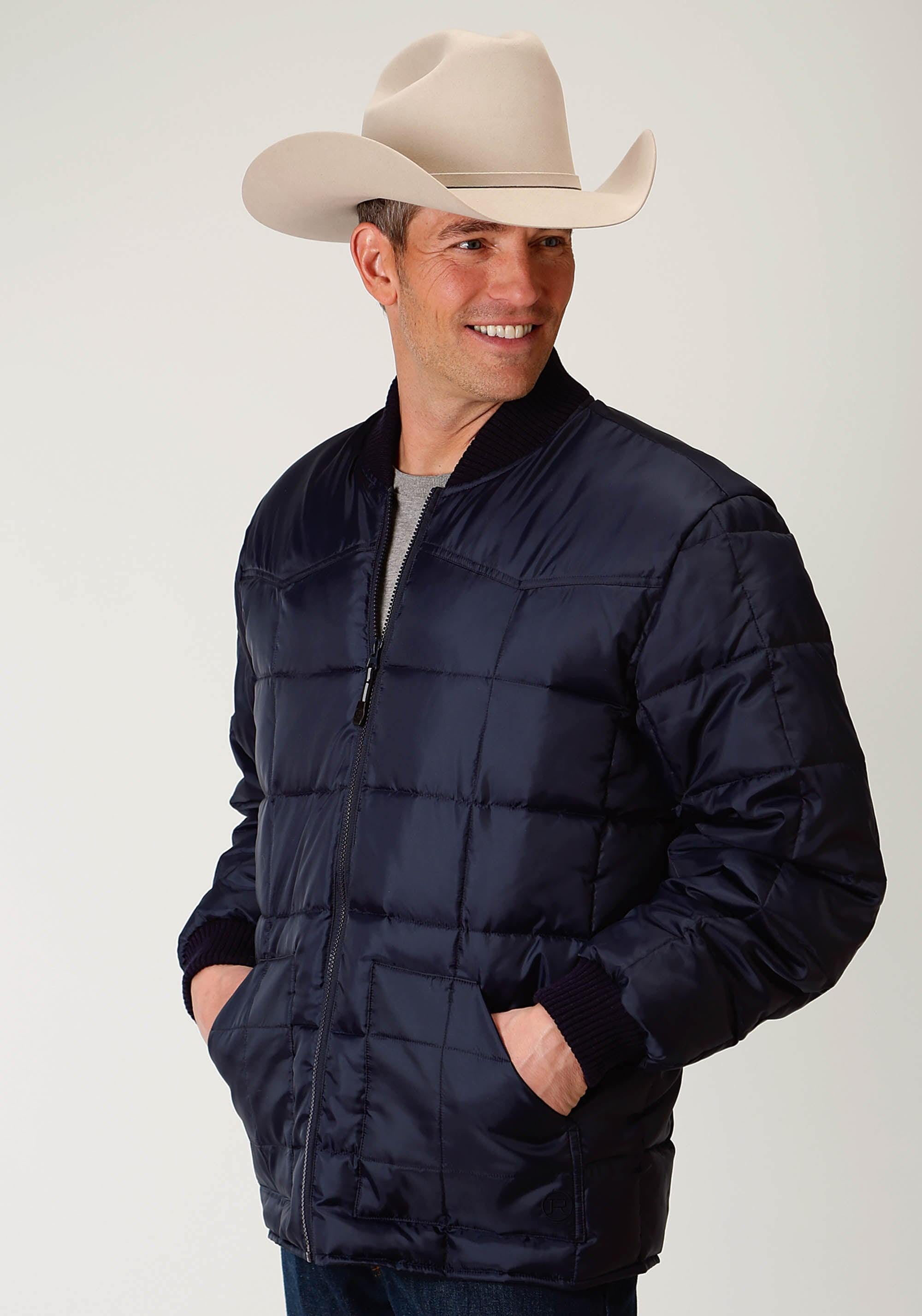 Roper Mens Navy Blue Poly-Filled Jacket - Walmart.com