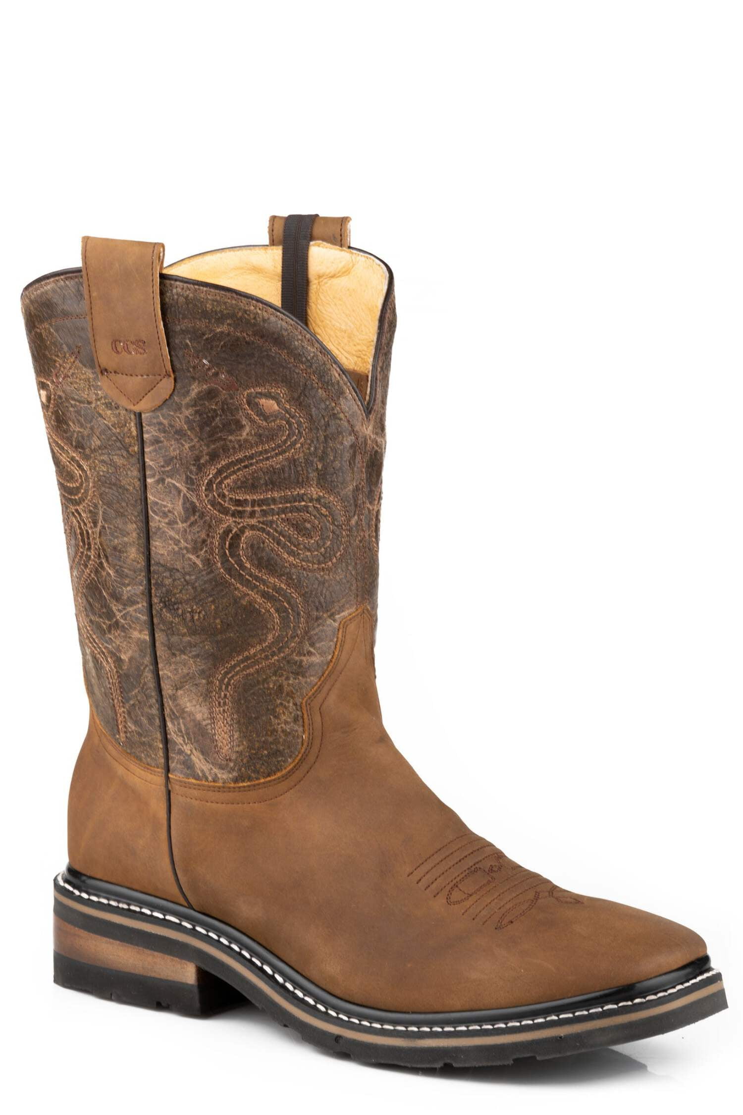 Roper Mens Oiled Tan Leather Vamp Boot - Walmart.com