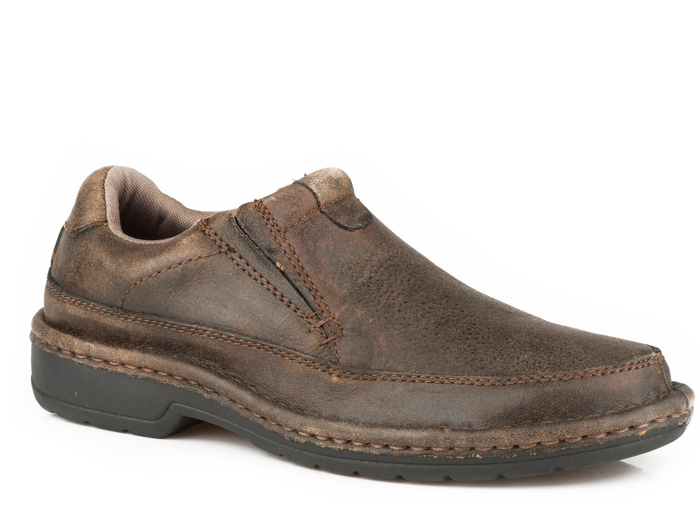 Roper Mens Opanka Construction Comfort Slip On Dark Brown Vintage ...