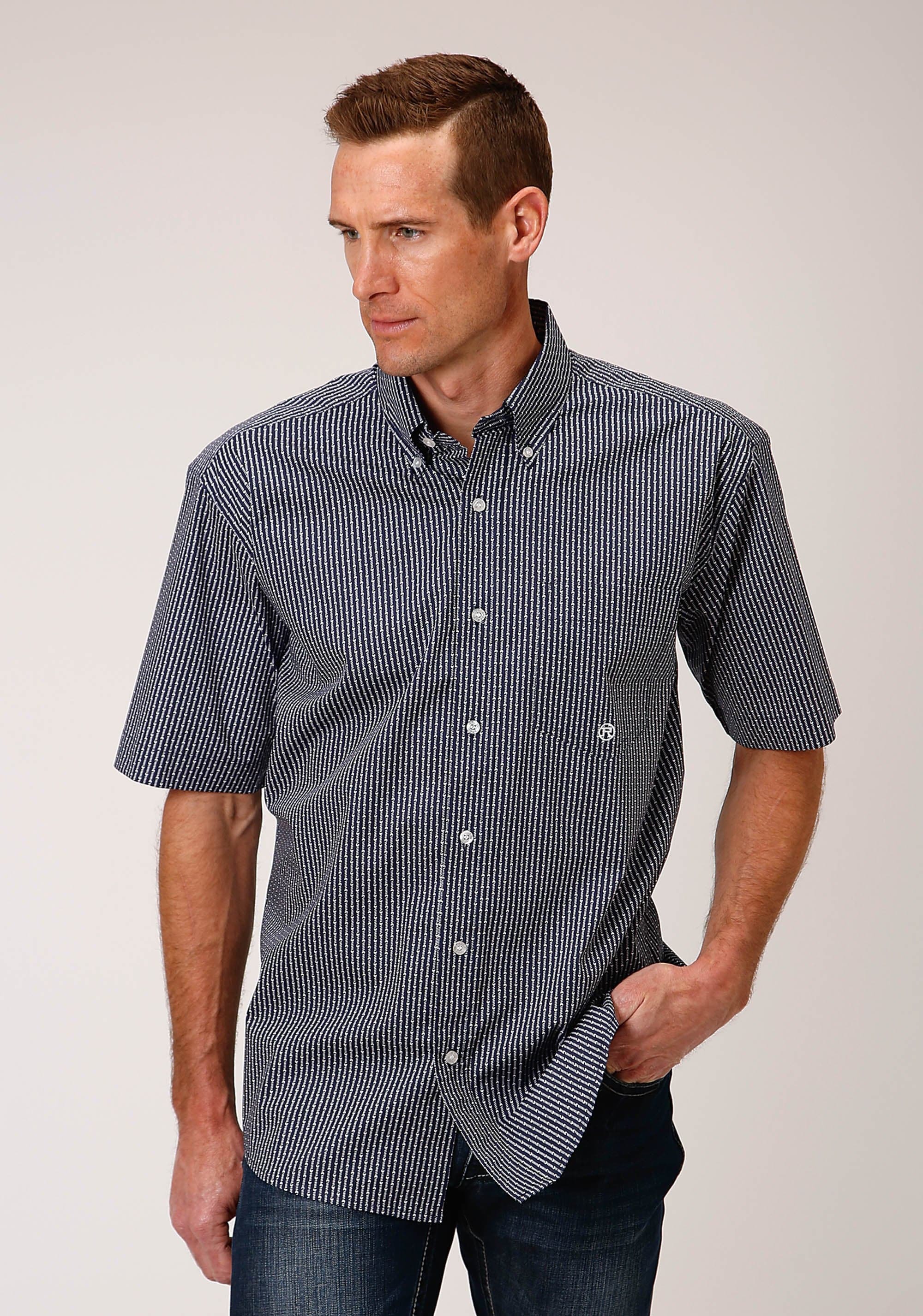 Roper Mens Short Sleeve Button Arrow Rope Print Western Shirt - Walmart.com