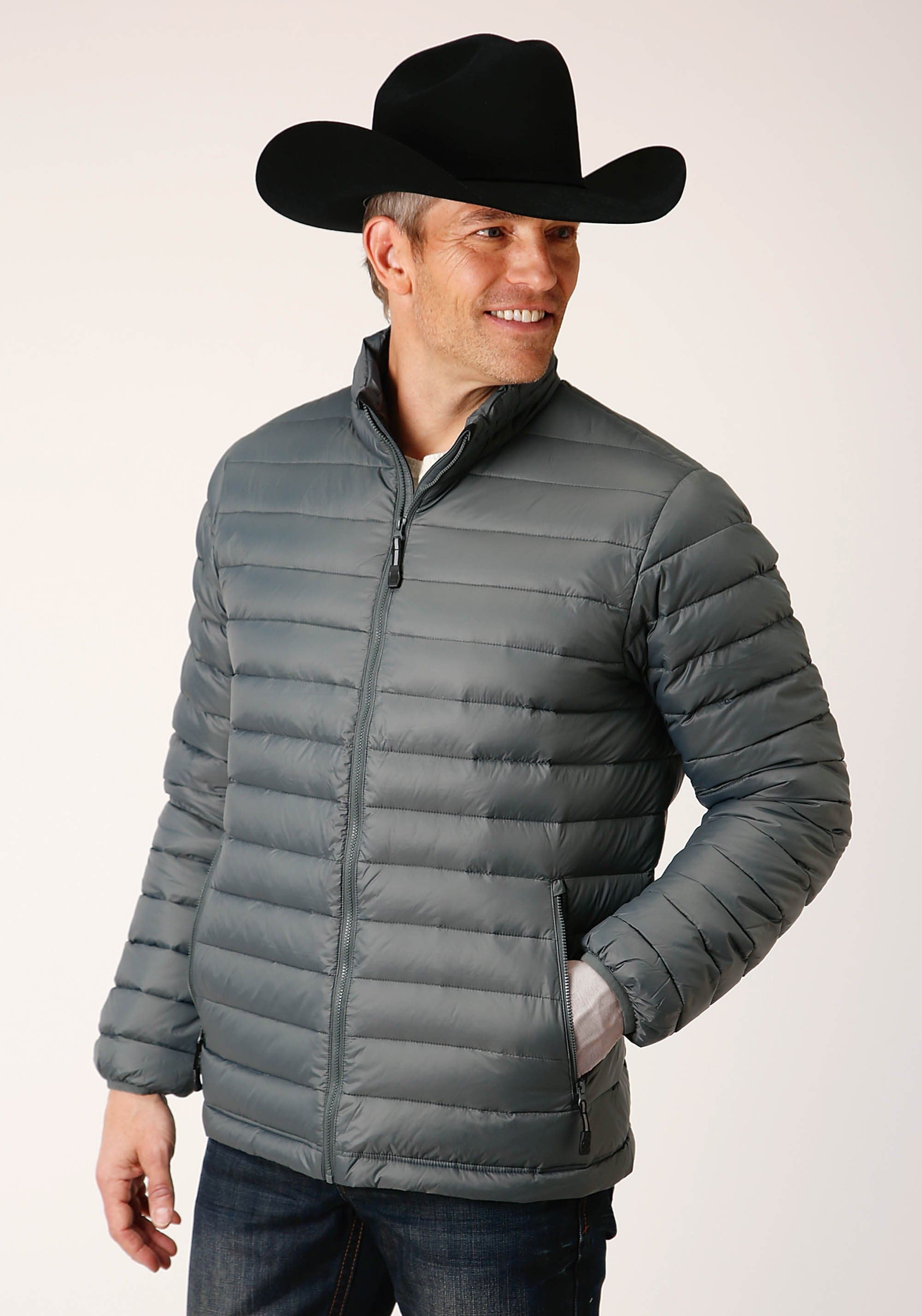 Roper Mens Slvr Sage Nylon Down Proof Coated Jacket - Walmart.com
