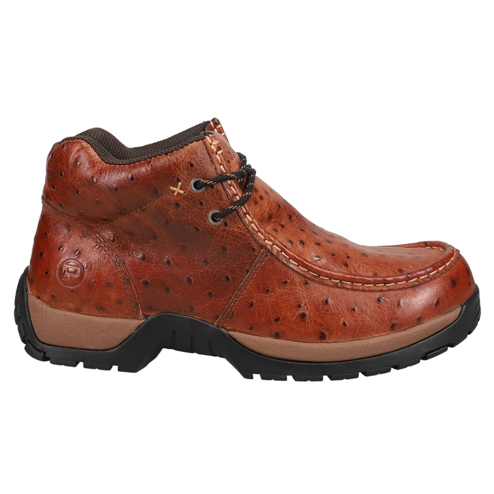Roper Mens Stirrup Ostrich Print Moc Toe Chukka Ankle Boots - Walmart.com