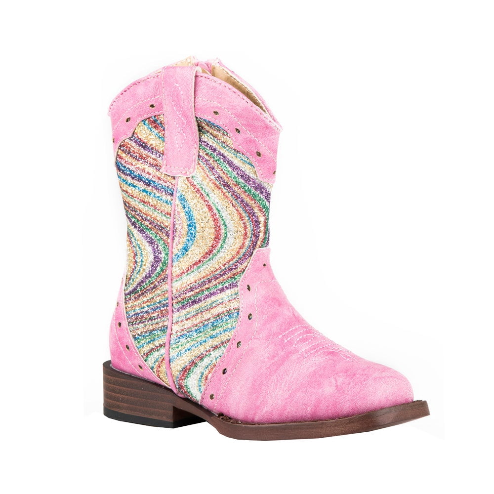 Roper Toddler Girls Glitter Swirl Square Toe Boots Ankle - Walmart.com