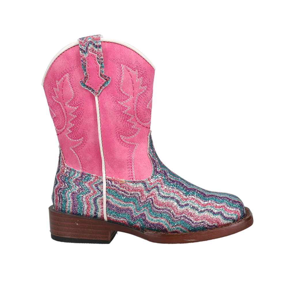 Roper Toddler Girls Glitter Waves Round Toe Casual Boots Ankle - Walmart.com