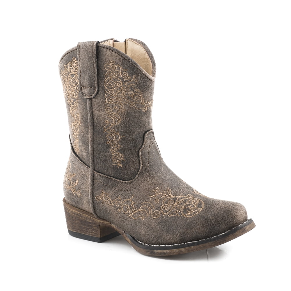 Roper Girls Riley Scroll Snip Toe Cowboy Ankle Boots - Walmart.com