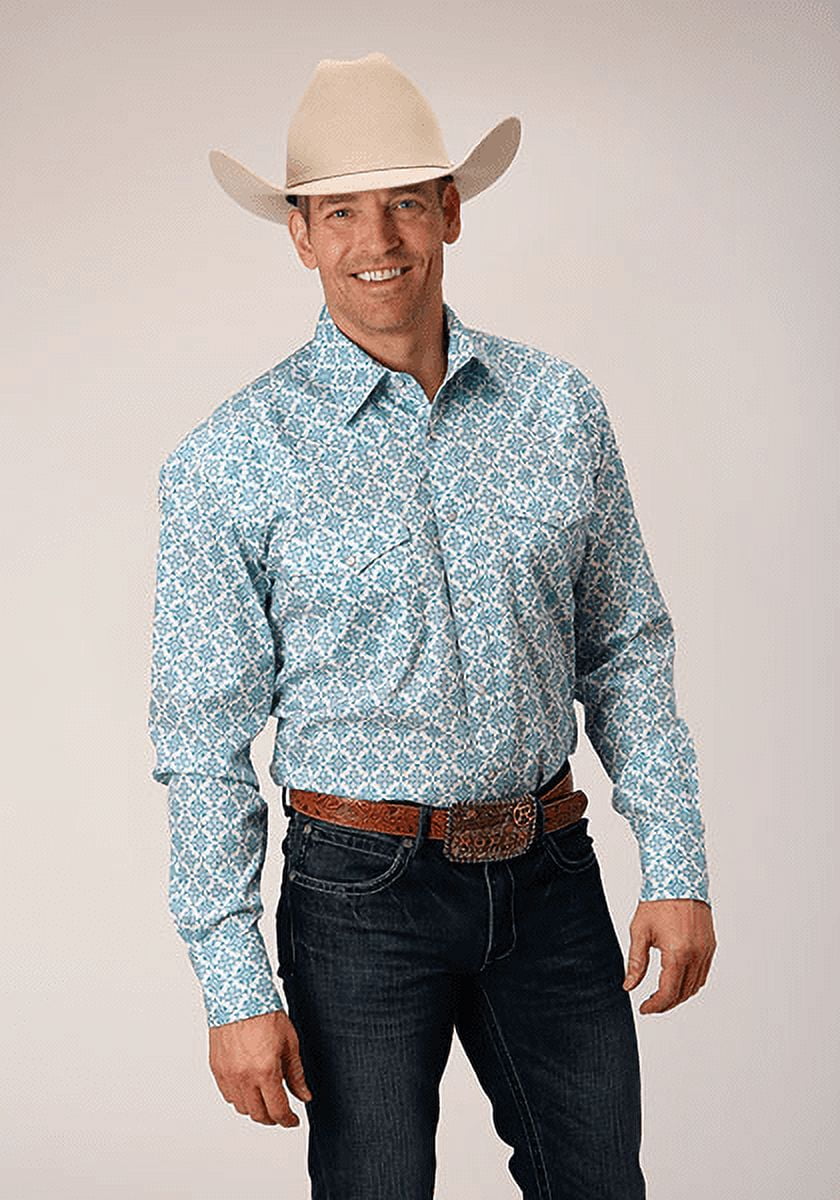 Roper Turquoise Medallion Print - Mens Shirt - 3-01-225-4023Bu ...